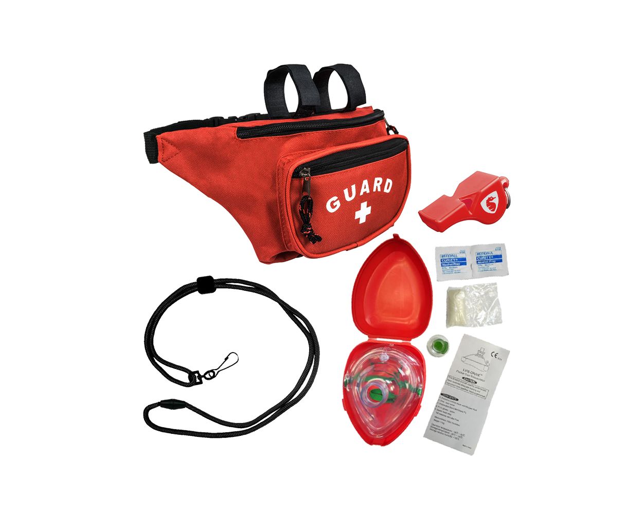 Lifeguard Red Waterpark Hip Pack/Pocket Mask Combo Package